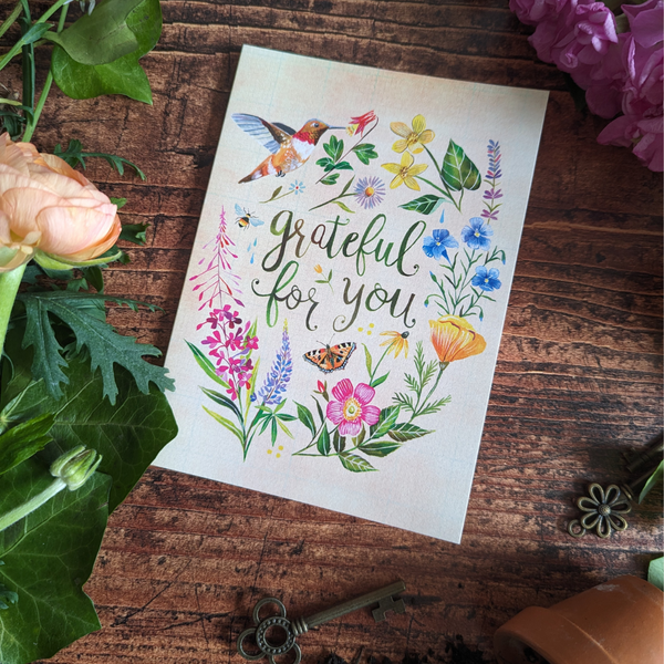 Carte de Remerciement Grateful For You de Katie Daisy – Octobre en Juillet